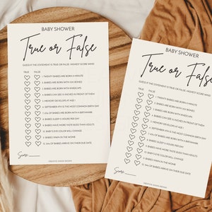 True or False Baby Shower Game, Fun Facts Editable Baby Shower Game ...
