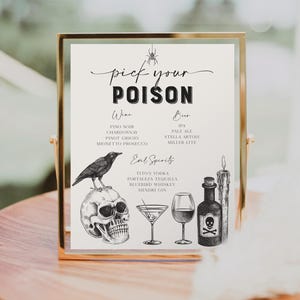 Pick Your Poison Bar Menu Sign Template, Halloween Drink Menu ...