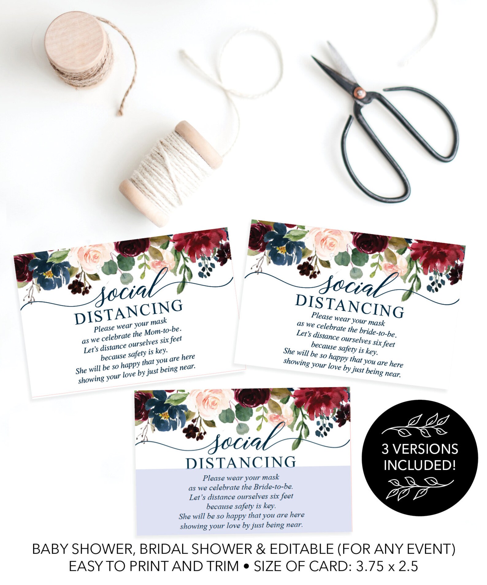 Social Distancing Enclosure Card Baby Shower Bridal Shower | Etsy