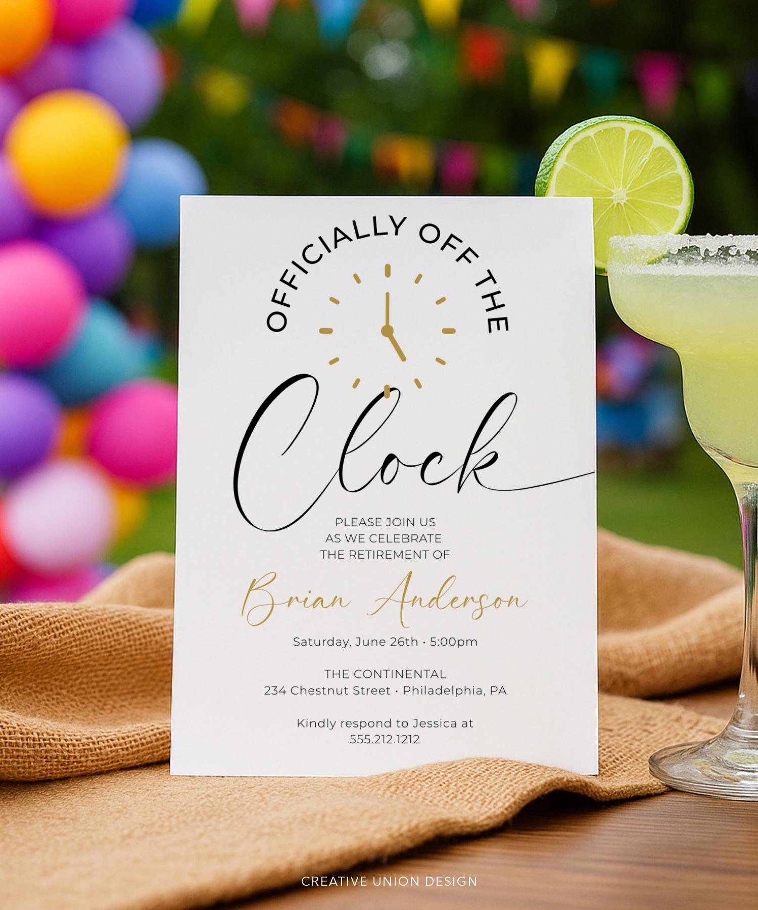 Funny Retirement Party Invitation Template off the Clock Retirement ...