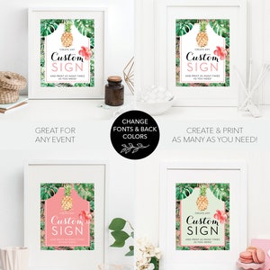 Editable Custom Sign Template, Favors, Gifts and Cards, Printable Table ...