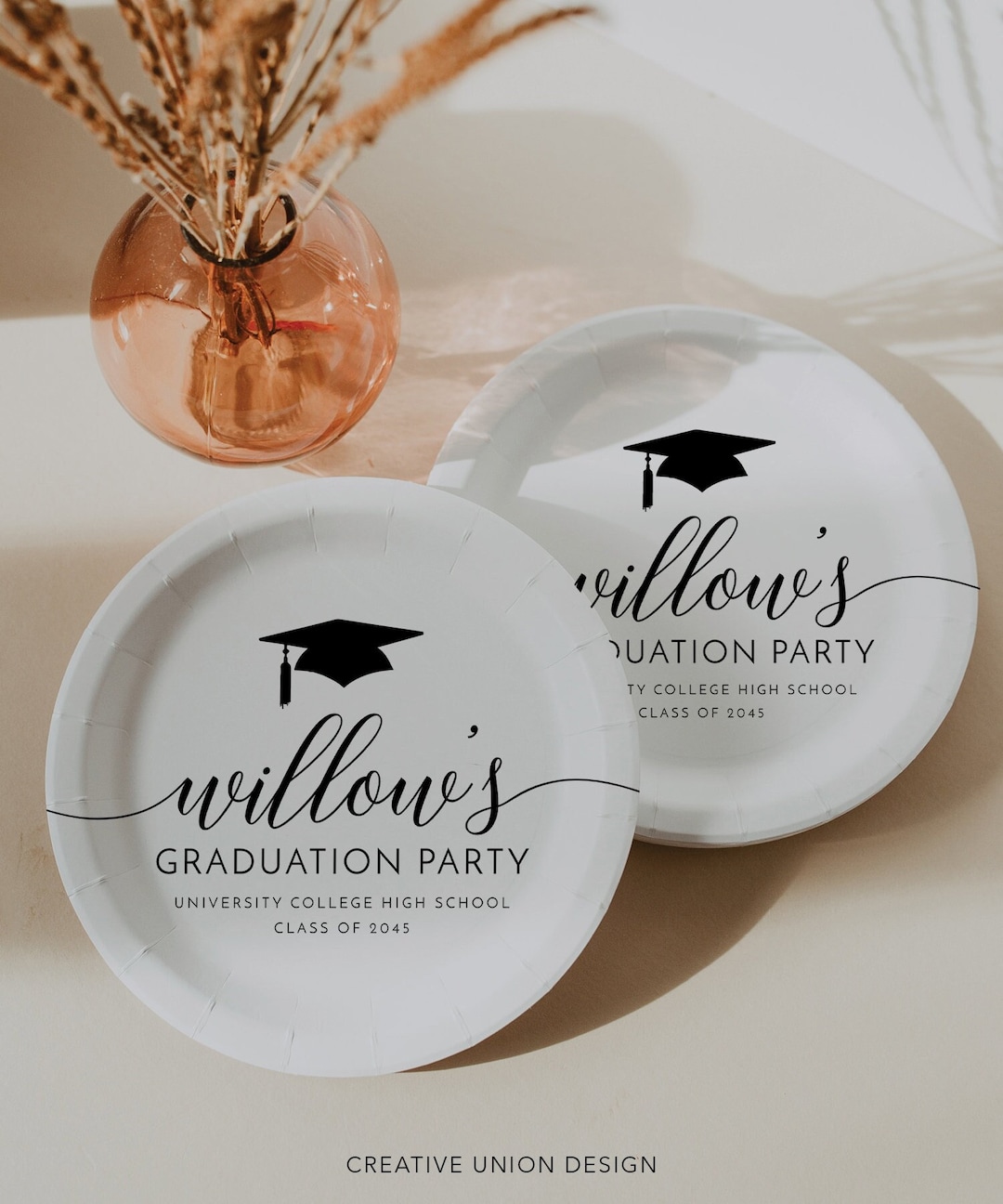 Personalized Graduation Party Paper Plates Template, Graduation Party ...