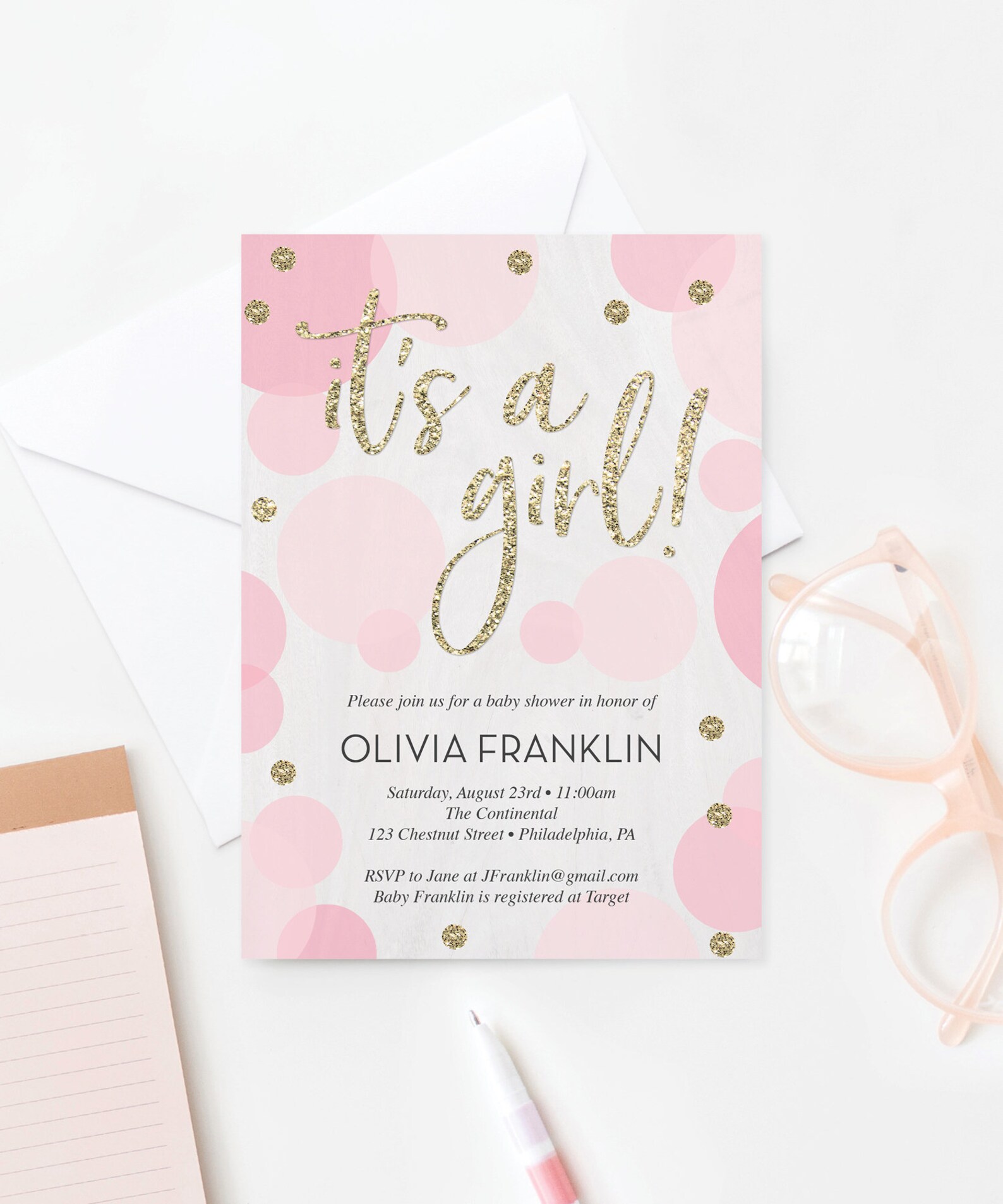 Baby Shower Invitation Girl Baby Shower Invite Pink - Etsy