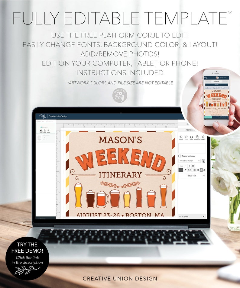 Guys Weekend Itinerary Template Beer Digital Schedule - Etsy