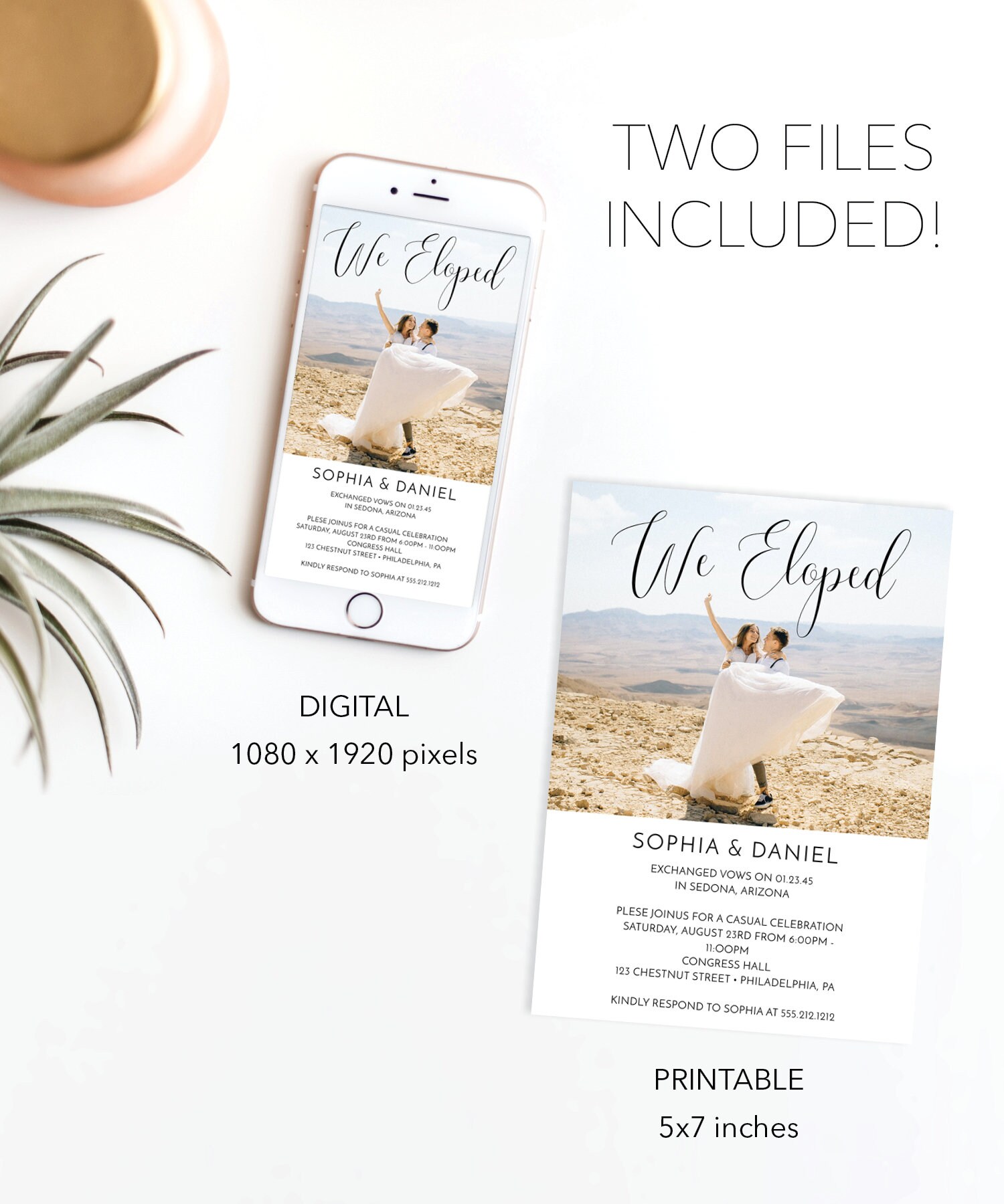 Editable We Eloped Digital Announcement Template, Elopement ...