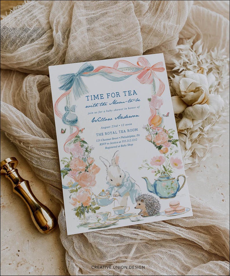 Baby Shower Tea Party Invitation Template Time for Tea Invite Printable ...