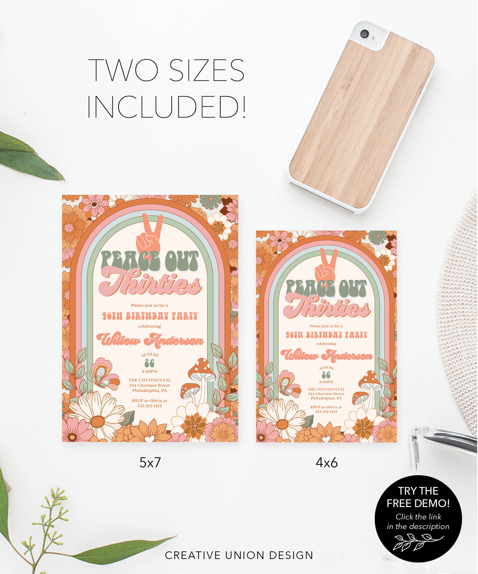 Peace Out Birthday Party Invite Template, 40th Birthday Invitation ...