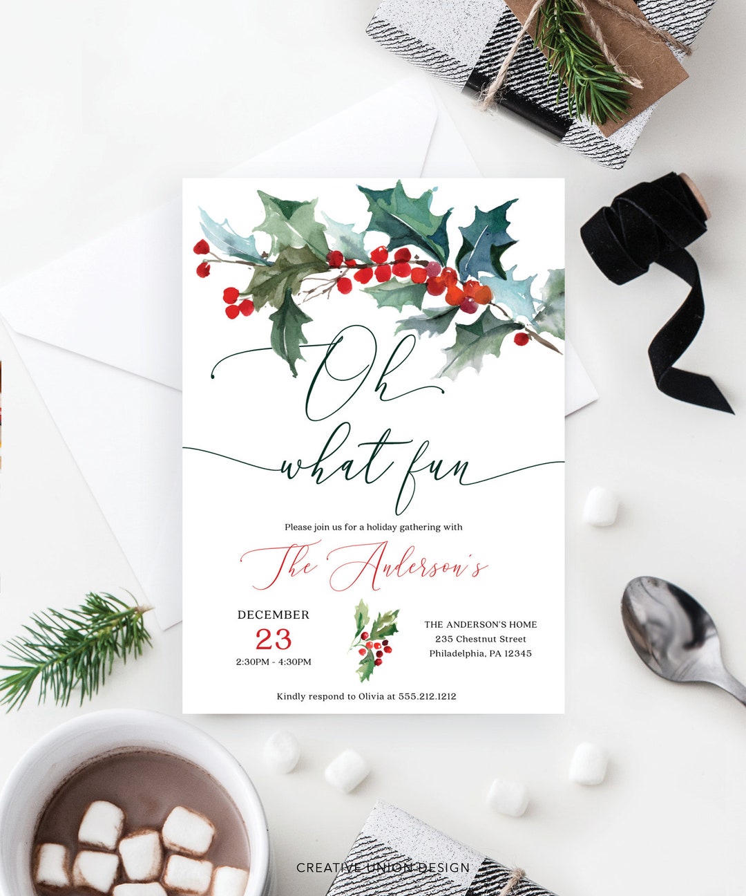 Oh What Fun! Holiday Party Invitation Template, Christmas Party Invite ...