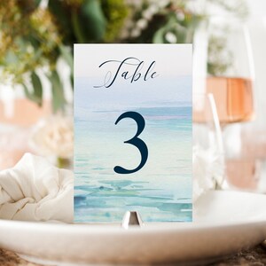 Minimal Beach Wedding Table Numbers, Wedding Table Number Template ...
