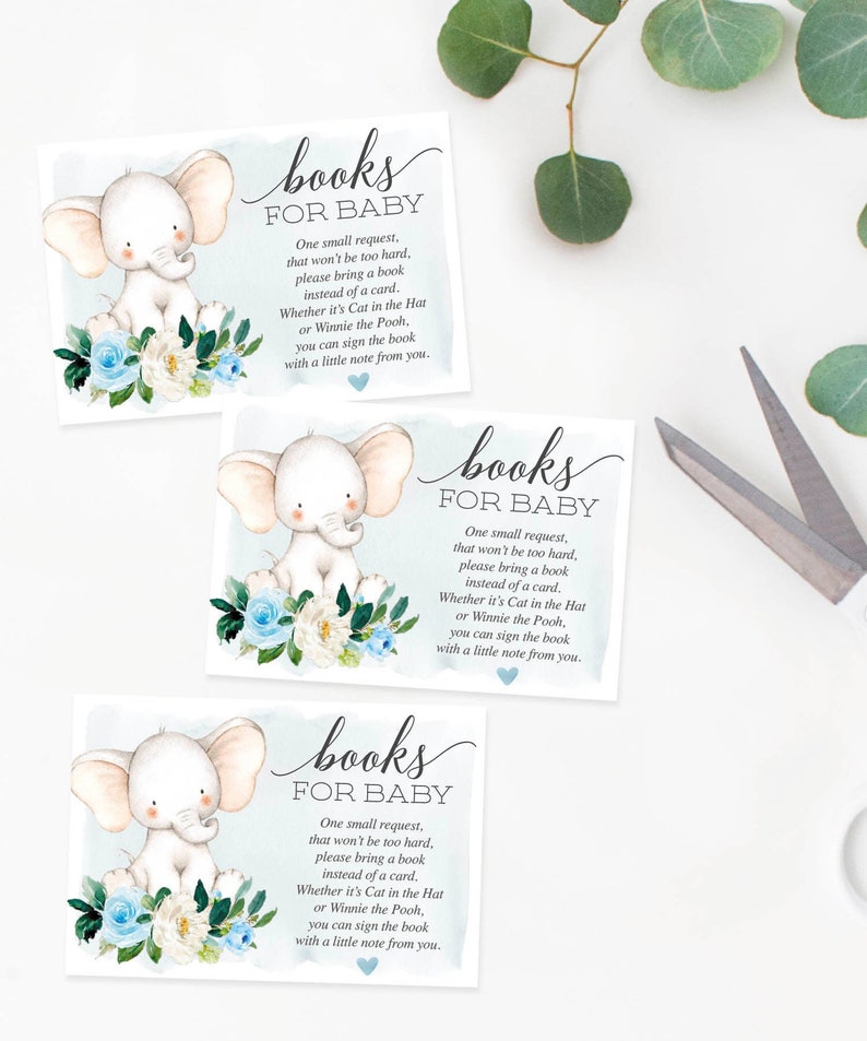 Blue Elephant Book Request Baby Shower Book Request - Etsy