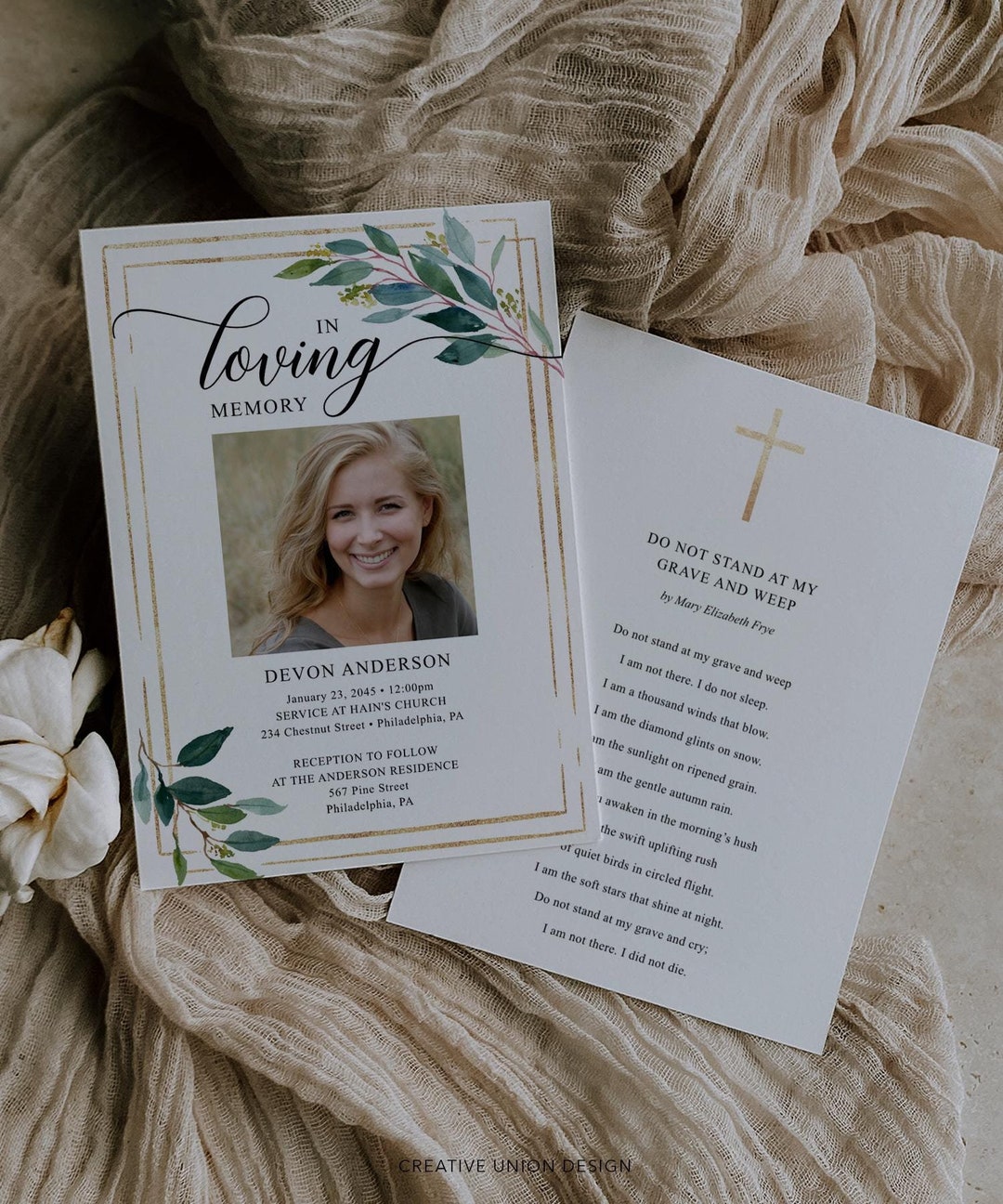 Funeral Announcement Template, Funeral Invitation, Memorial Service ...