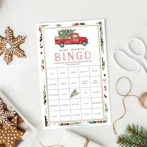 Baby Shower Bingo Cards, Printable Games With Holiday Christmas Truck ...