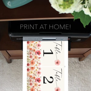 Wildflower Table Numbers Template, Editable Bridal Shower Table Numbers ...