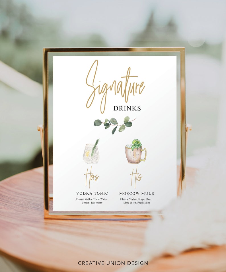 Signature Drink Sign Template Printable Signature Cocktail - Etsy