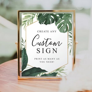 Editable Custom Sign Template, Wedding Printable Table Signs, Bridal ...