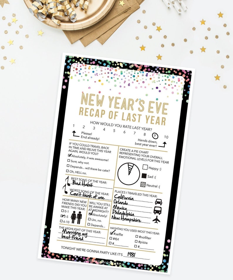 2022 Recap New Years Eve Game New Year's Eve Wedding - Etsy
