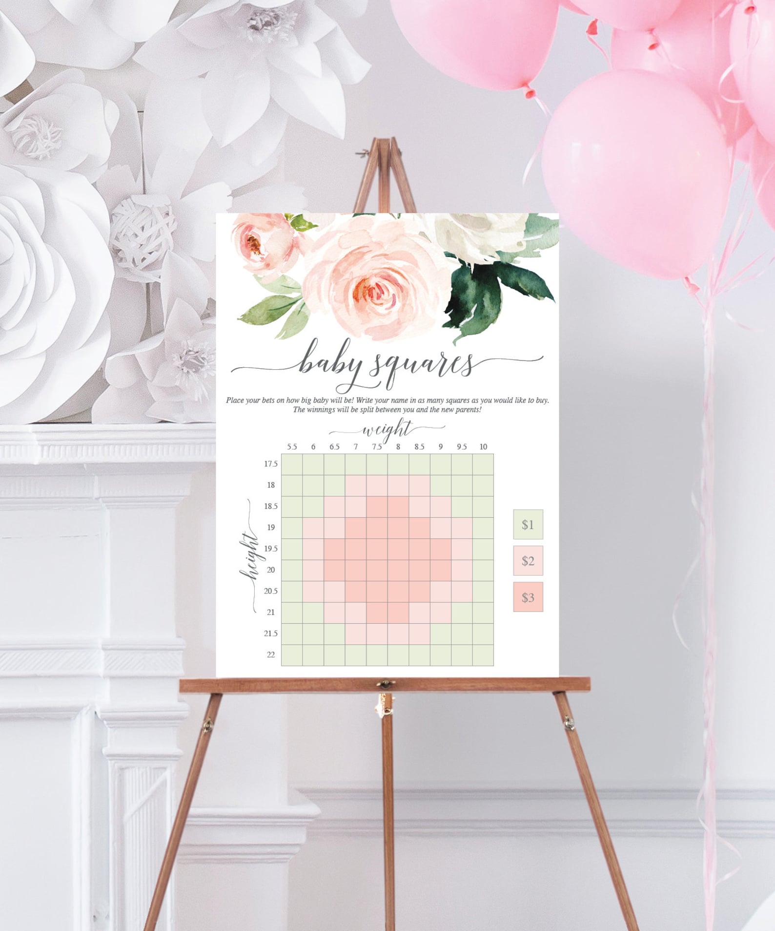 Baby Shower Betting Squares Sign, Baby Shower Game, Baby Pool, Guess ...