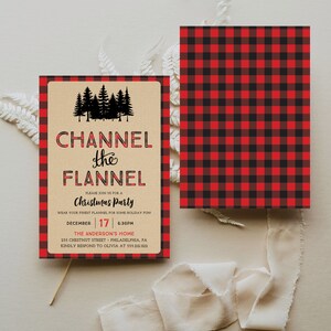 Channel the Flannel Christmas Party Invitation, Flannel Party Invite ...