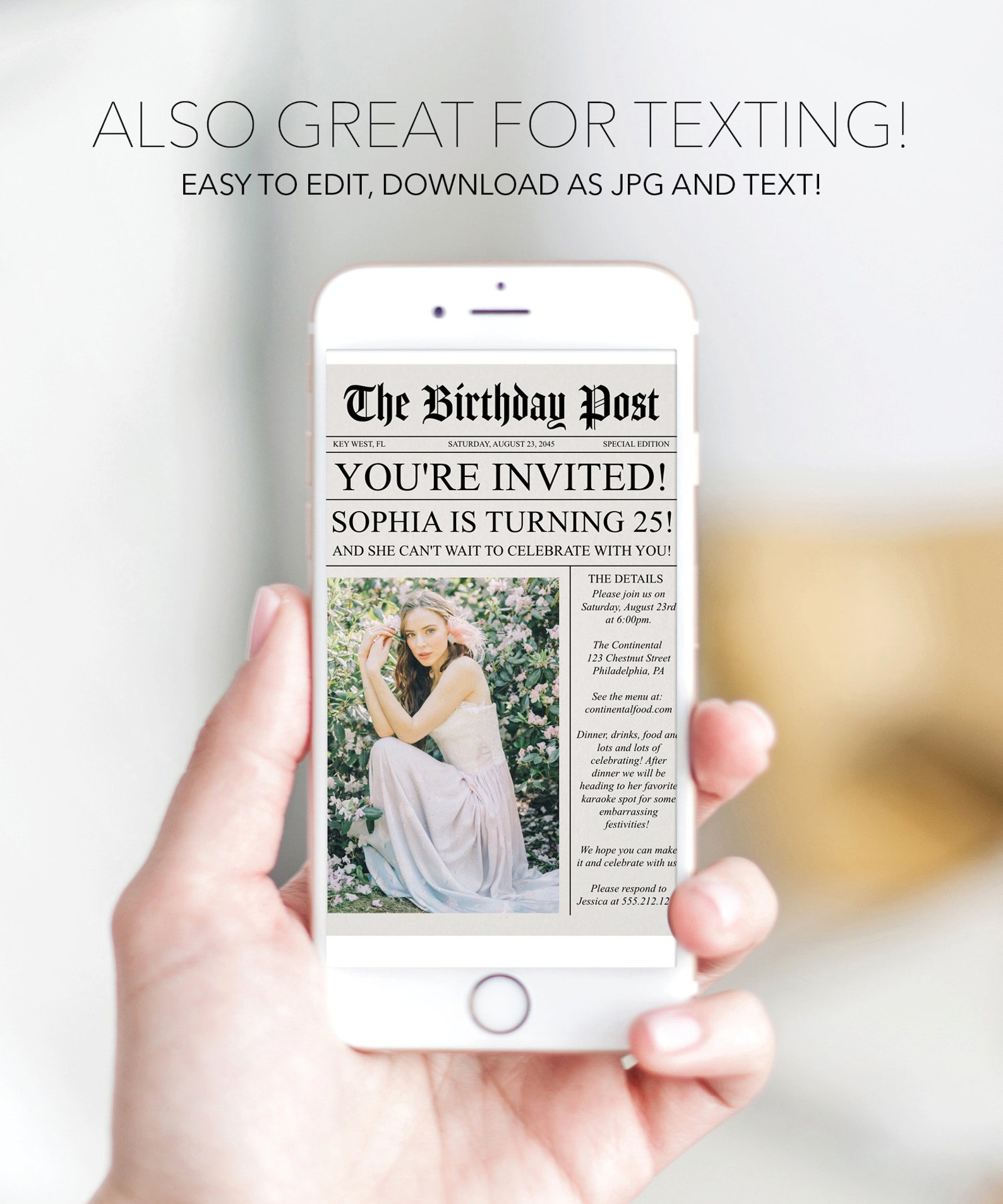 Newspaper Birthday Party Invitation Template, Birthday Invite, Party ...