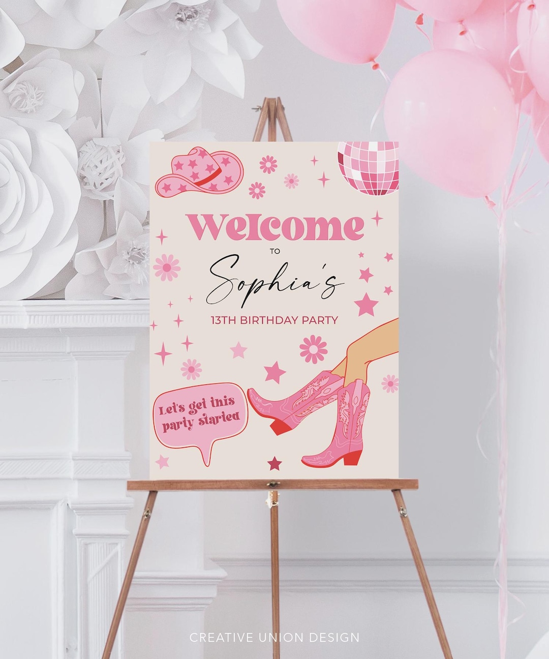 Pink Cowgirl Birthday Party Welcome Sign Template, Birthday Welcome ...