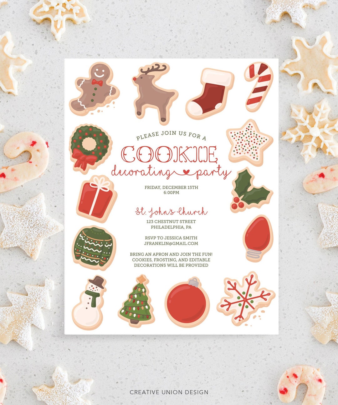 Christmas Cookie Decorating Party Flyer Invitation, Printable Holiday ...
