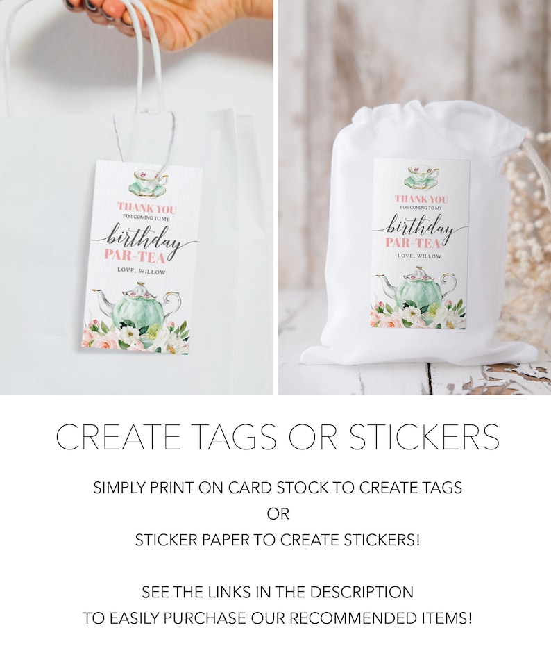Tea Printable Favor Tag, Editable Thank You Tag Template, Favor Tag ...