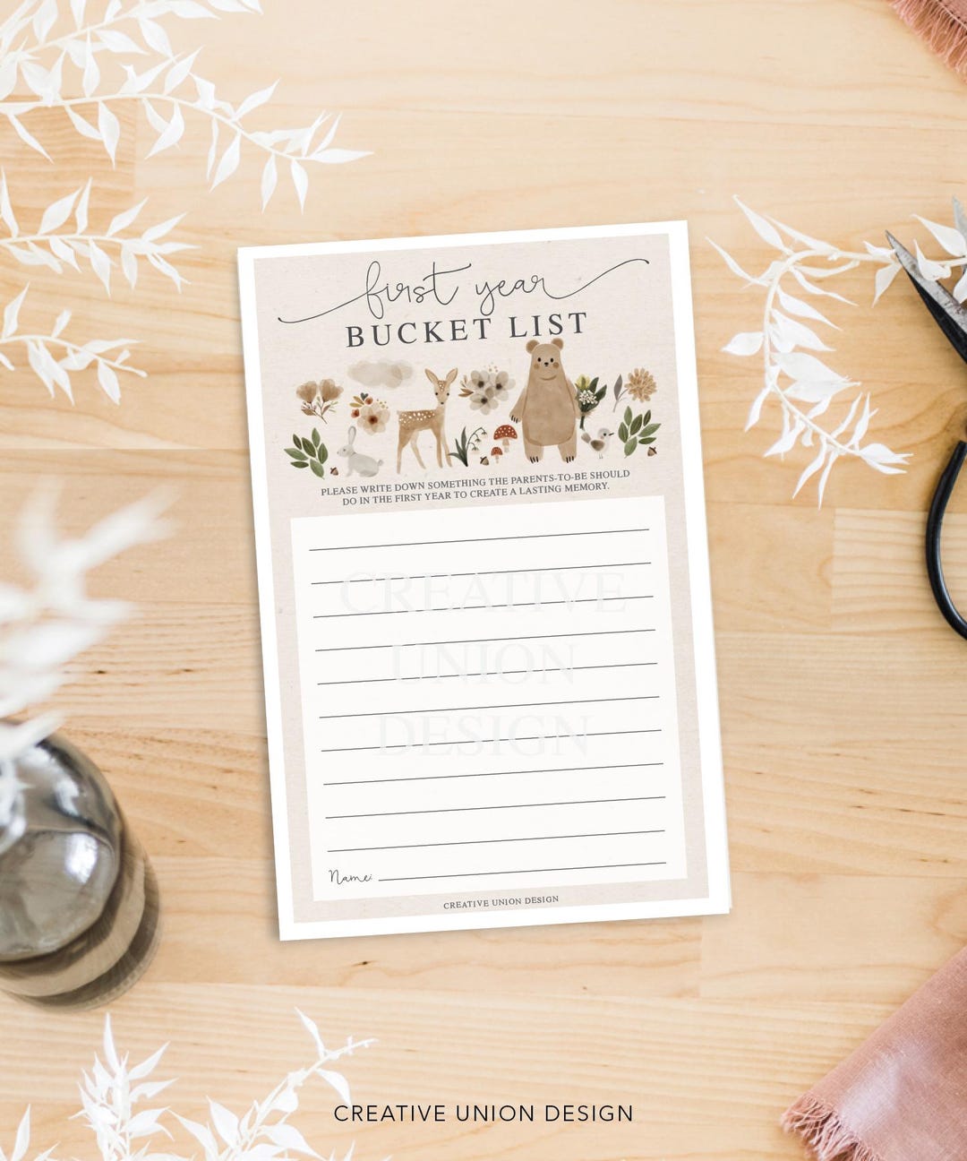 First Year Bucket List Baby Shower Game, Printable Baby Shower Game ...