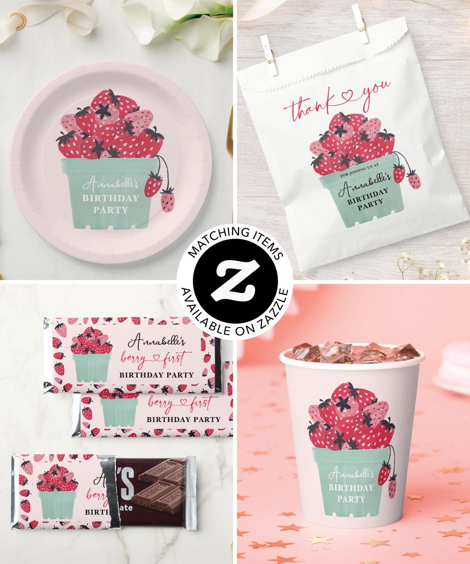 Berry First Birthday Buffet Card Template, Food Label, Berry Sweet ...