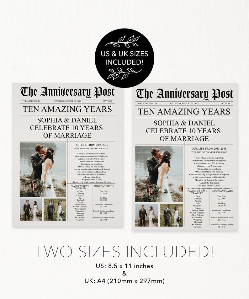 Anniversary Newspaper Program Template Printable Anniversary - Etsy