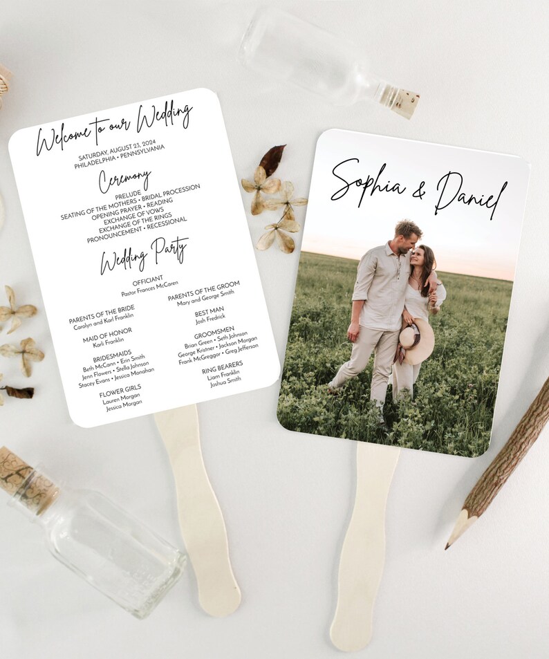 Modern Minimalist Wedding Fan Program Template Wedding - Etsy