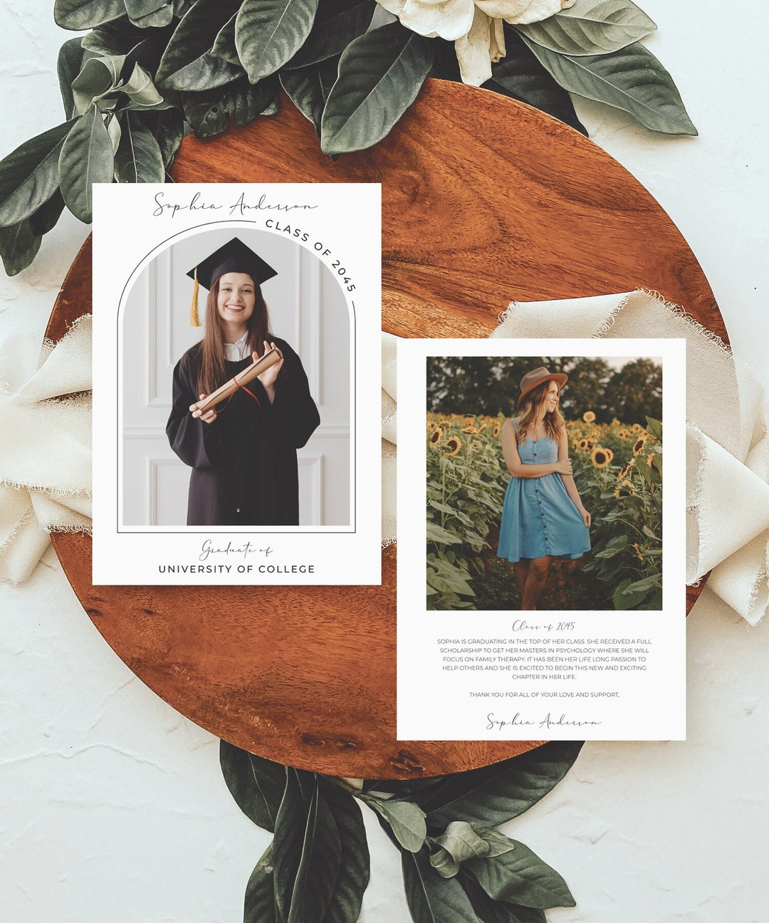 Boho Arch Graduation Announcement Template, Class of 2025, Minimal ...