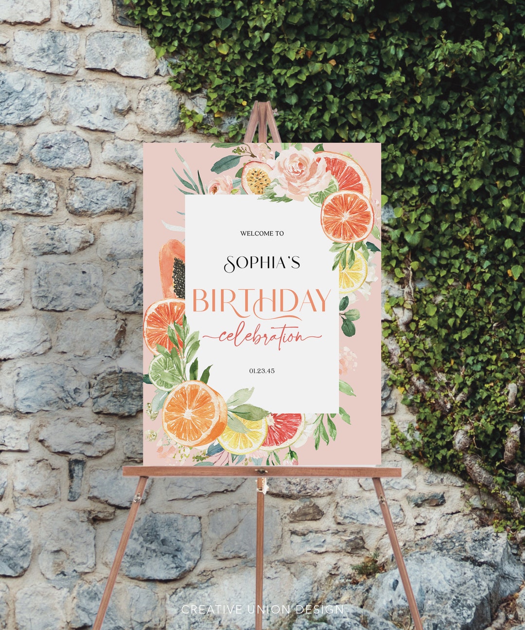 Tropical Citrus Birthday Party Welcome Sign Template, Welcome Birthday ...