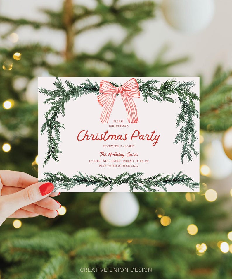 Printable Cottagecore Christmas Party Invitation Template - Editable ...