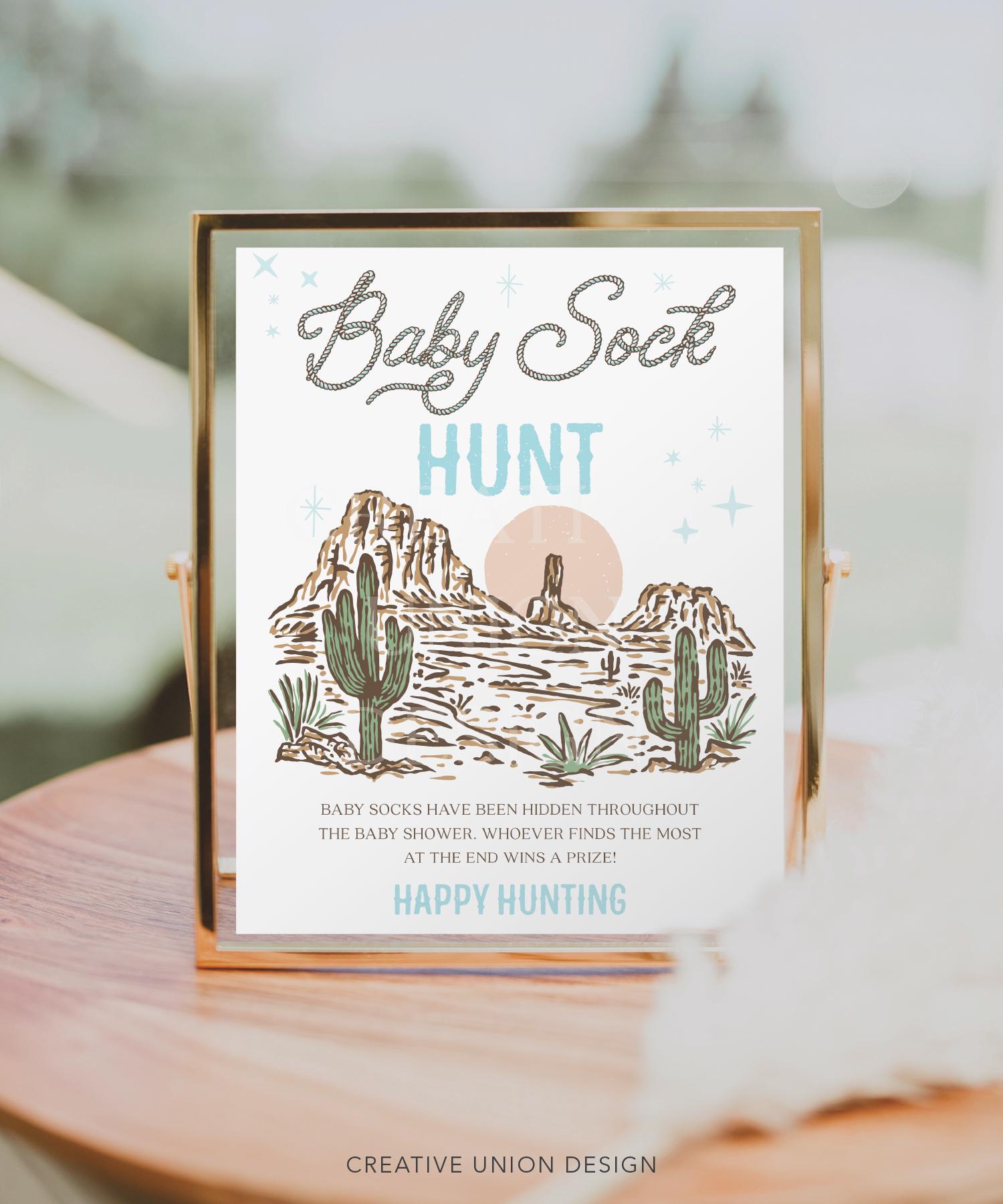 Baby Sock Hunt Baby Shower Game Sign Baby Shower Game Printable Boy ...