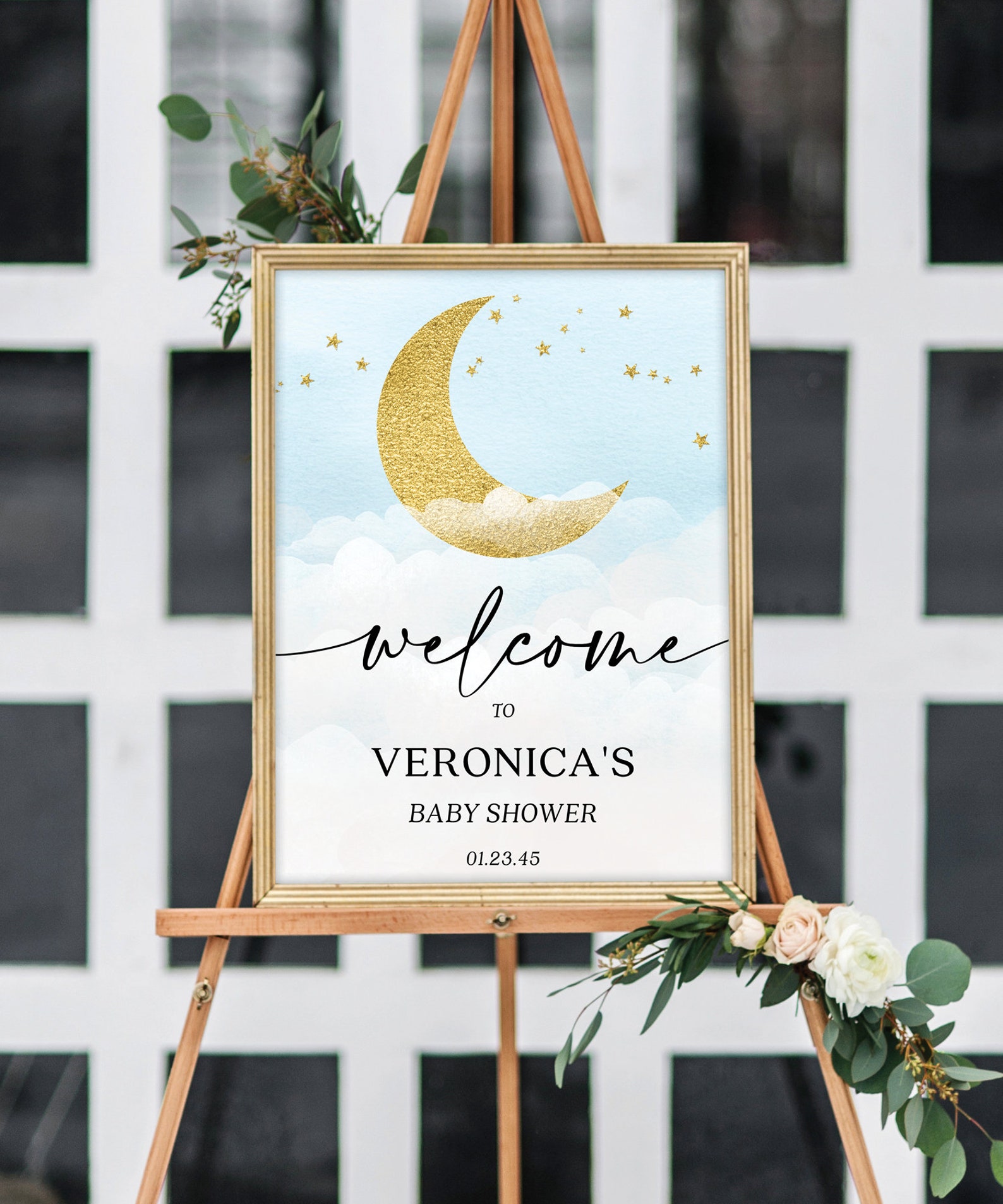 Editable Boy Baby Shower Welcome Sign Over the Moon Welcome - Etsy