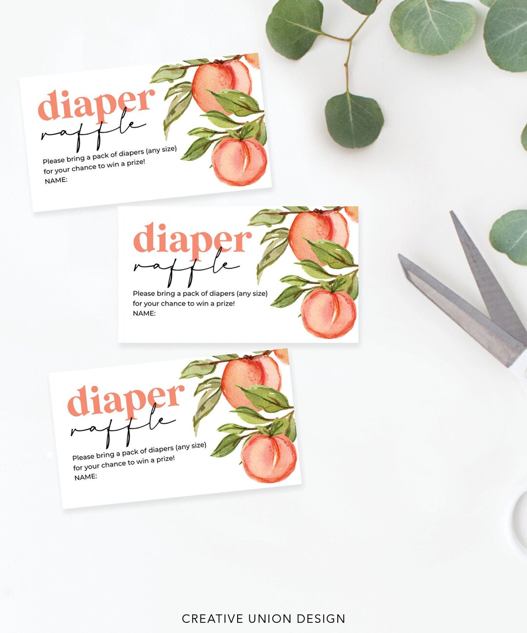 Diaper Raffle, Peach Baby Shower Diaper Raffle Template, Insert, Ticket ...
