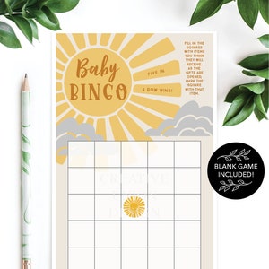 Boho Sunshine Baby Shower Bingo, 60 Unique Game Sheets, Baby Shower ...