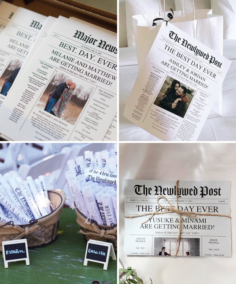 Newspaper Wedding Program Fully Editable Printable Wedding - Etsy