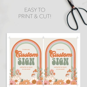 Groovy Baby Editable Custom Sign Template, Groovy One Birthday Sign ...