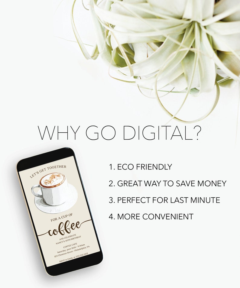 Coffee Invitation, Coffee Get Together Invite, Coffee Meet up Digital ...