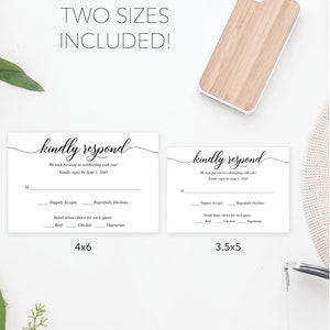 Printable RSVP Card Template, Editable Wedding Response Card, Kindly ...