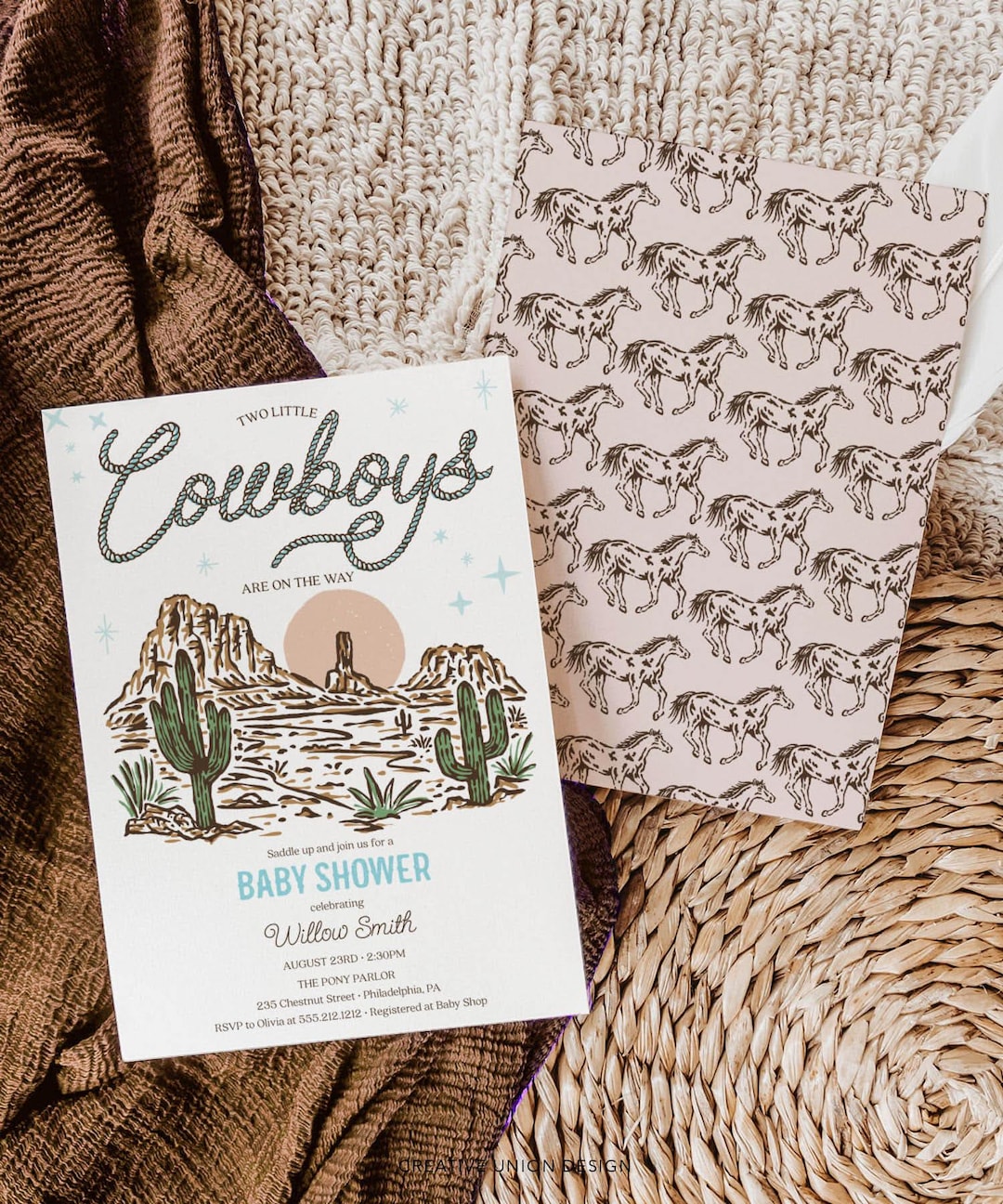 Western Cowboys Twin Baby Shower Invite Template, Boys Baby Shower ...