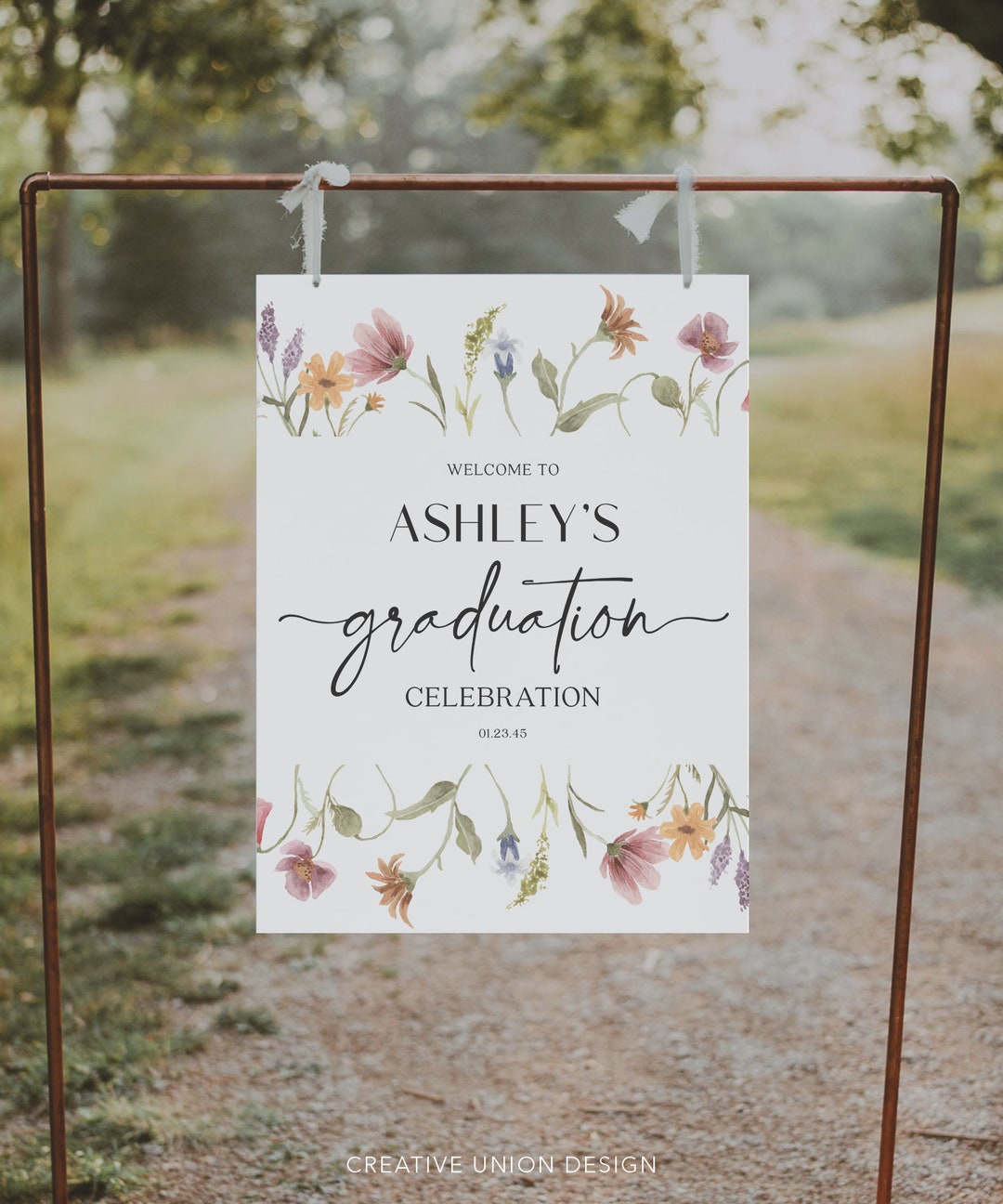 Graduation Party Welcome Sign Template, Wildflower Field, Grad Welcome ...