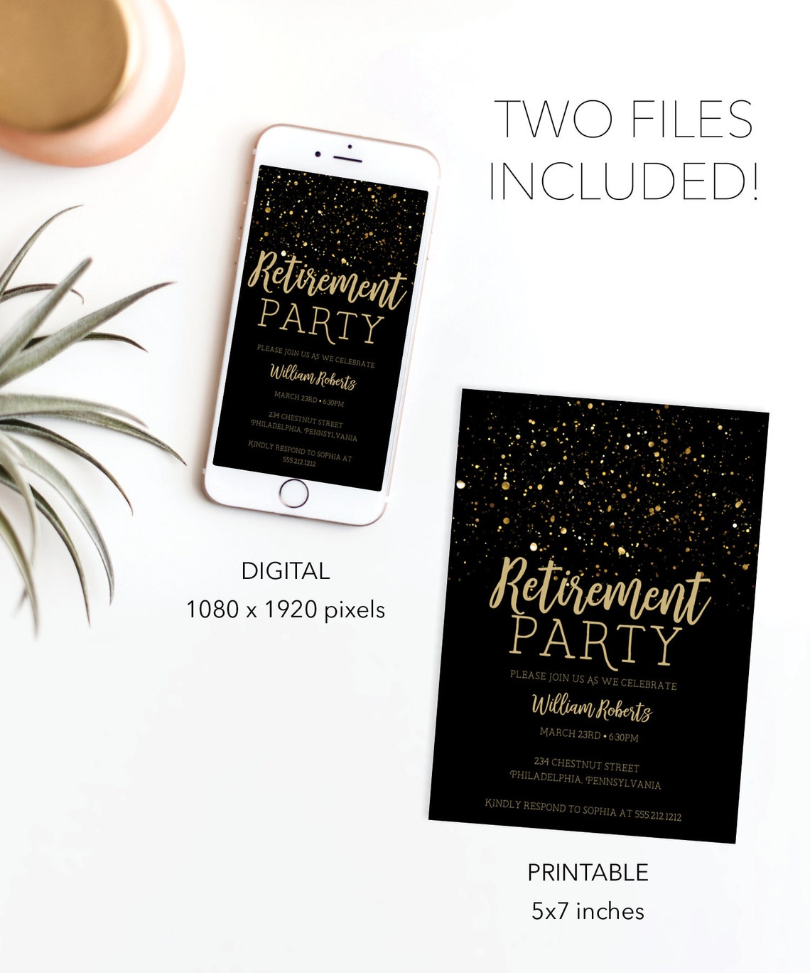 Digital Retirement Party Invitation Template, Text Message Invite ...