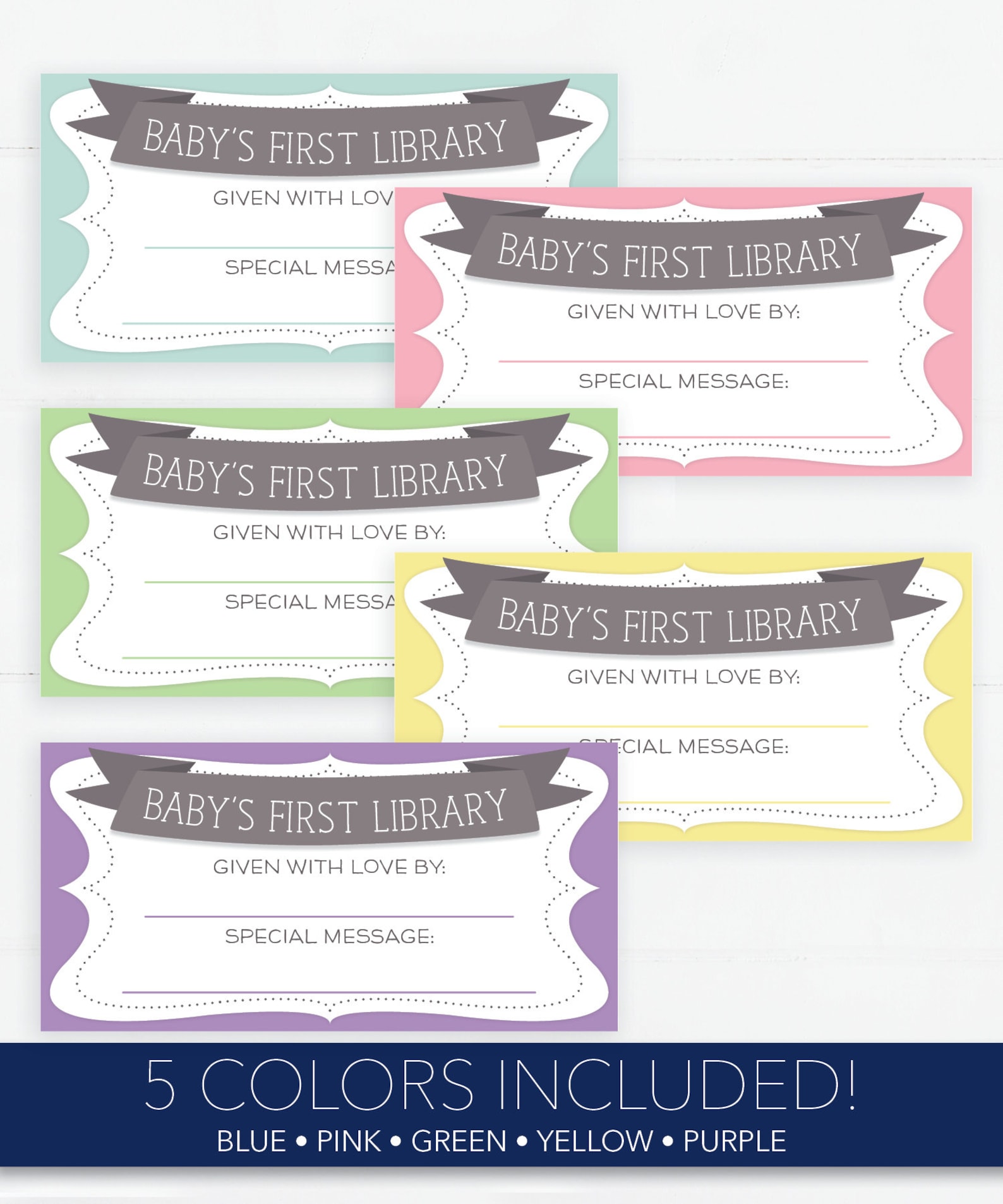 Baby Shower Book Plate Labels – Books for Baby (instant Download) - Etsy