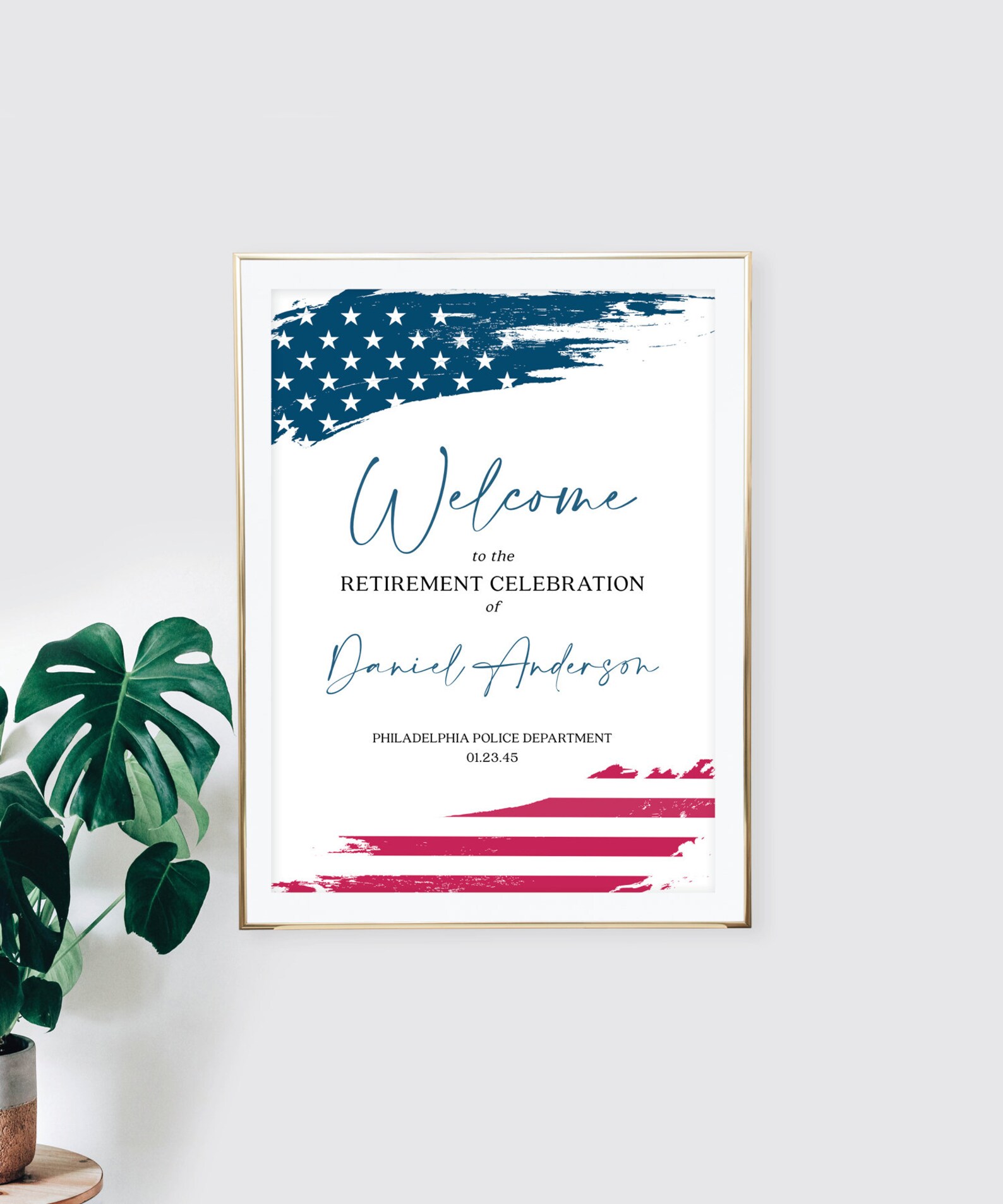 Editable Retirement Party Welcome Sign Template, American Flag, Army ...