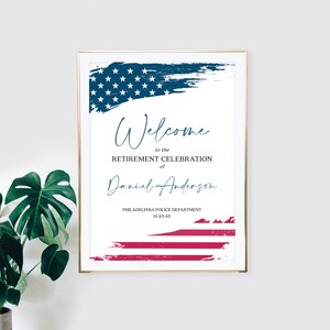 Editable Retirement Party Welcome Sign Template, American Flag, Army ...