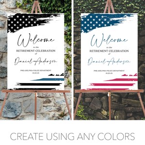Editable Retirement Party Welcome Sign Template, American Flag, Army ...