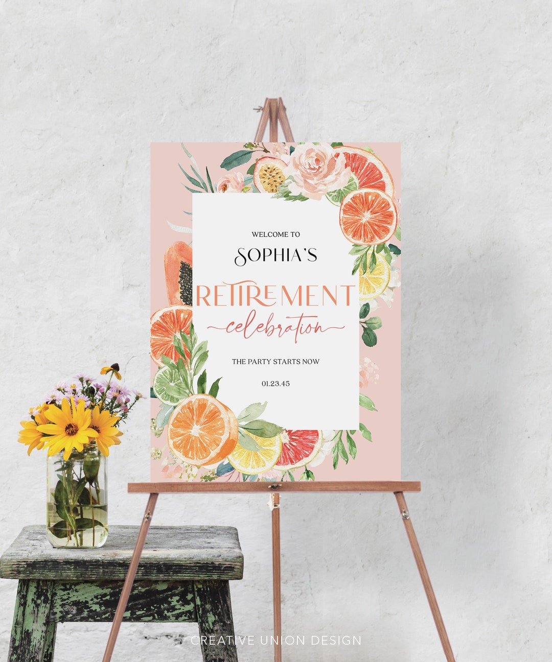 Tropical Citrus Retirement Party Welcome Sign Template, Welcome ...