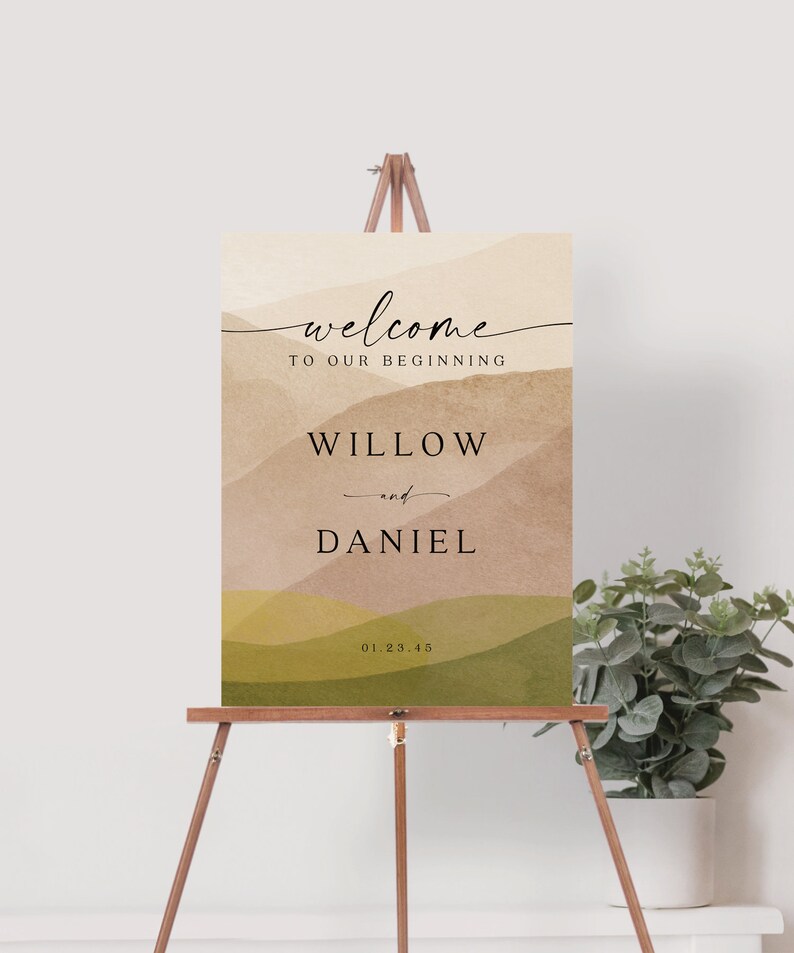 Watercolor Landscape Wedding Welcome Sign Welcome Template - Etsy
